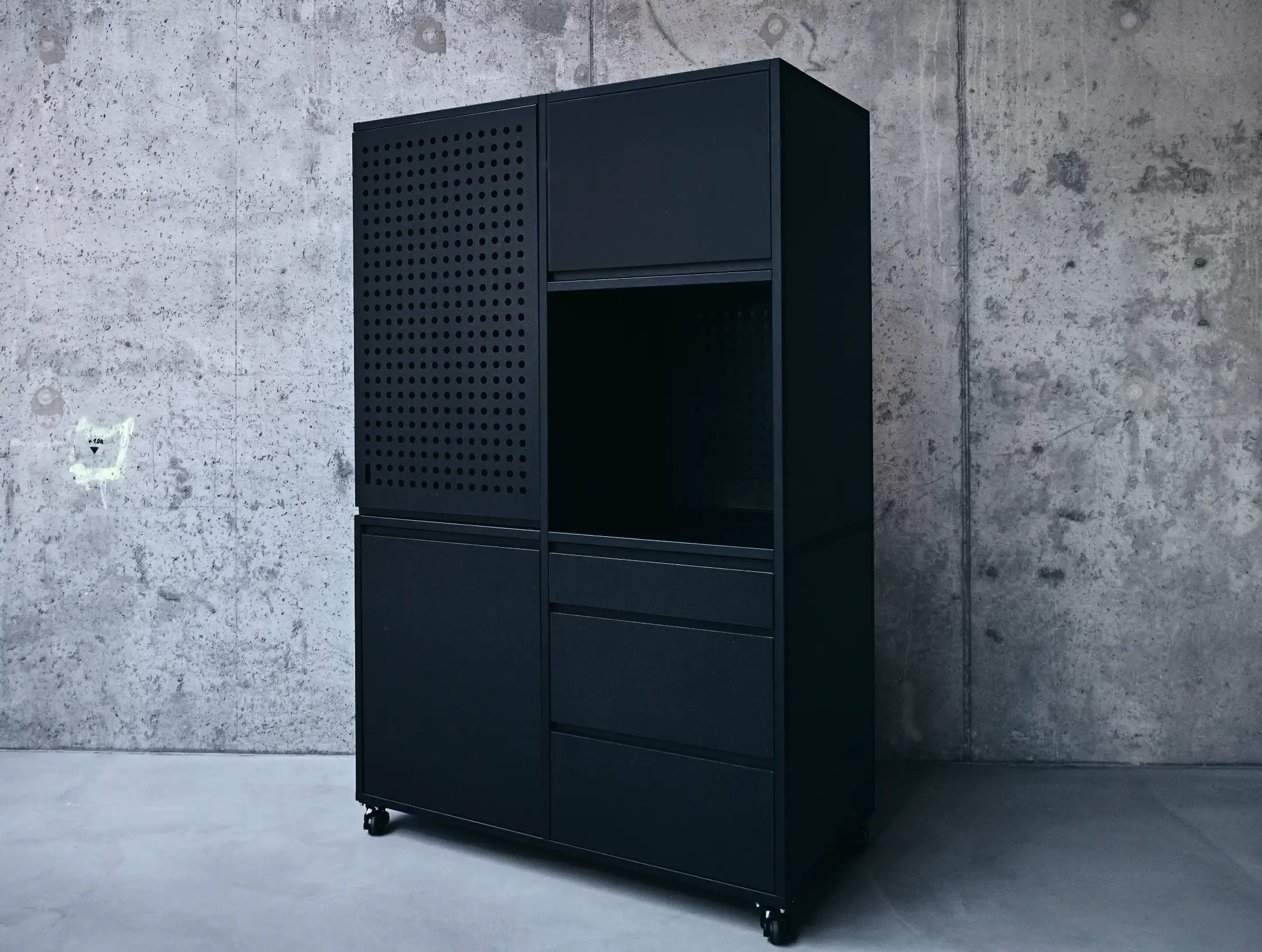 Kitchen module Couple, Wise Habit Valchromat® & Steel Black, black ...